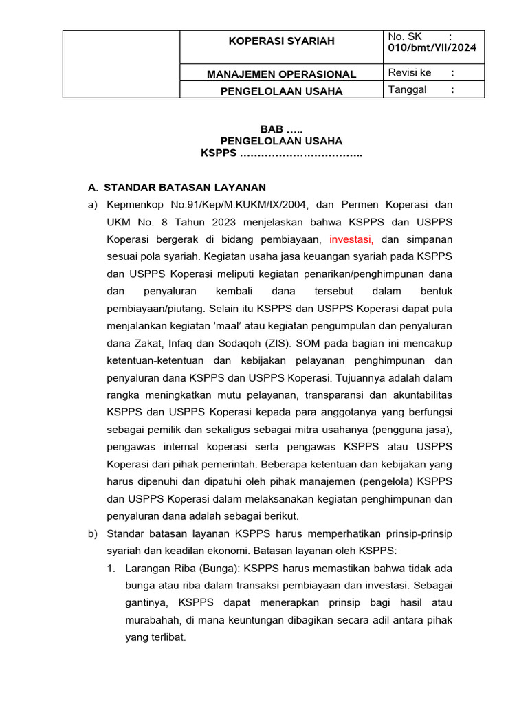 SOM Pengelolaan Usaha KSPPS Final | PDF