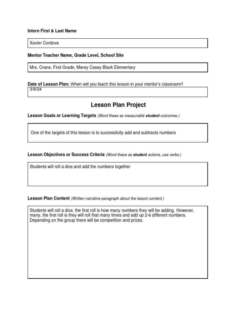 Internship Ccss Lesson Plan Template 2 | PDF | Lesson Plan | Pedagogy