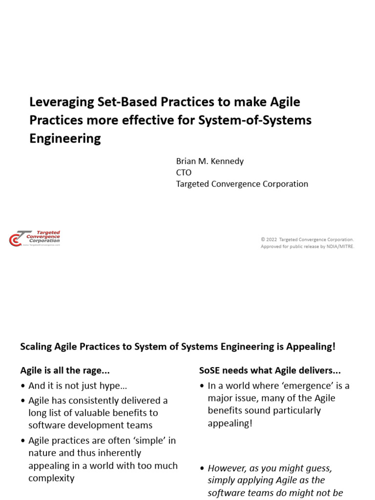 MITRE SOSE Leveraging Set-Based Practices to Make Agile Practices More ...