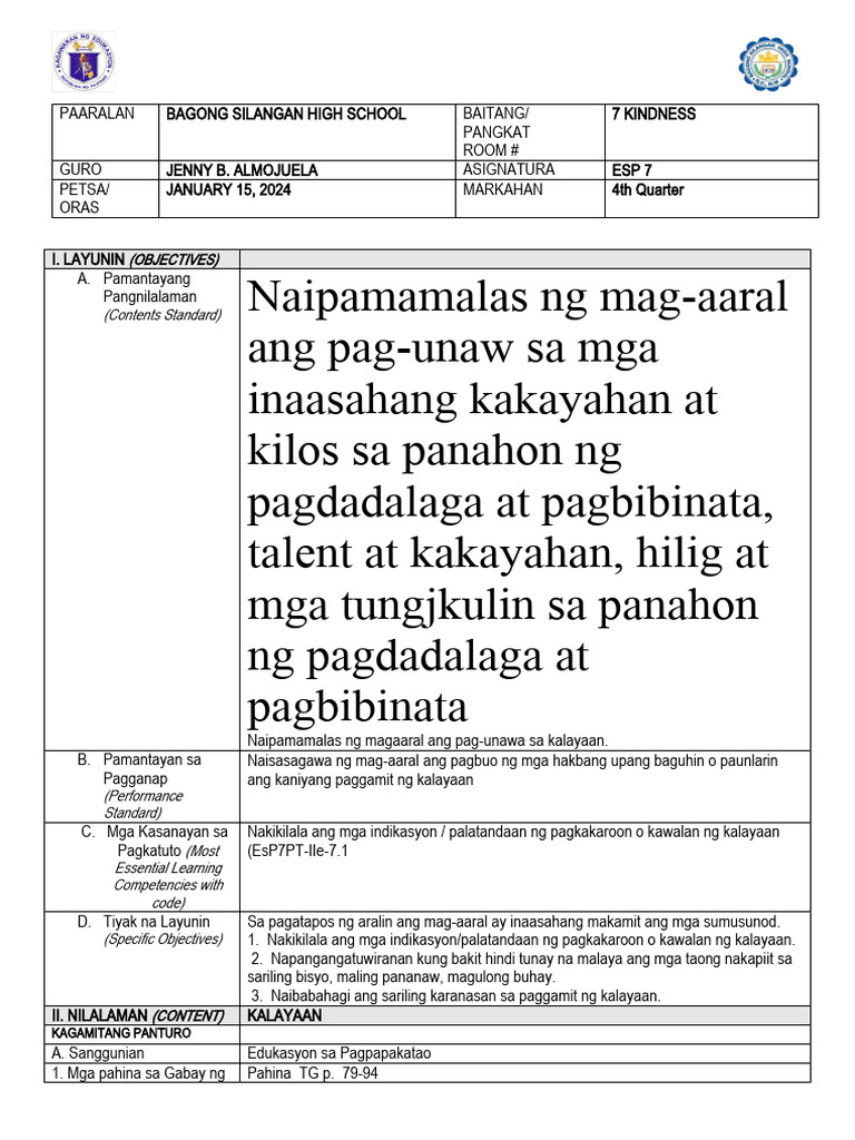 Cot Lesson Plan Template | PDF