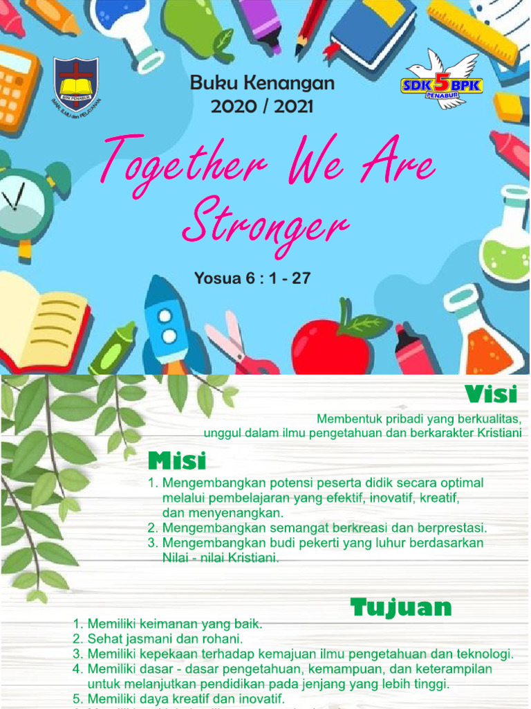 Buku Tahunan Kelas 6 Sdk 5 Bpk Penabur T P 2020 2021 Pdf