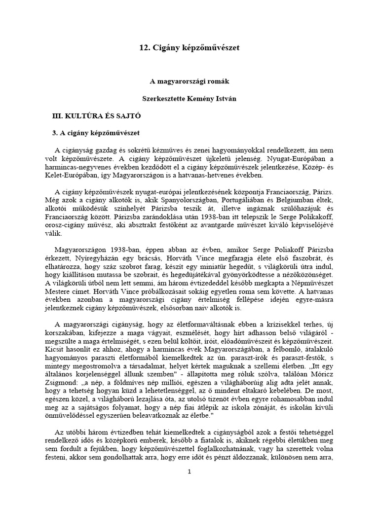 Cigány Képzőművészet | PDF