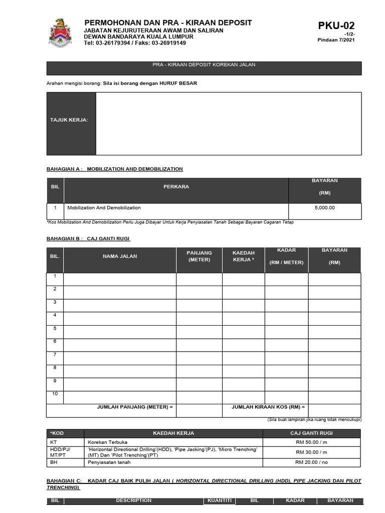 3-PKU-02-Permohonan-Permit-Korekan-Dan-Pra-Kiraan-Deposit | PDF
