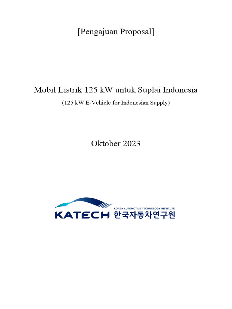 Pengajuan Proposal Mobil Listrik 125 KW Untuk Suplai Indonesia | PDF