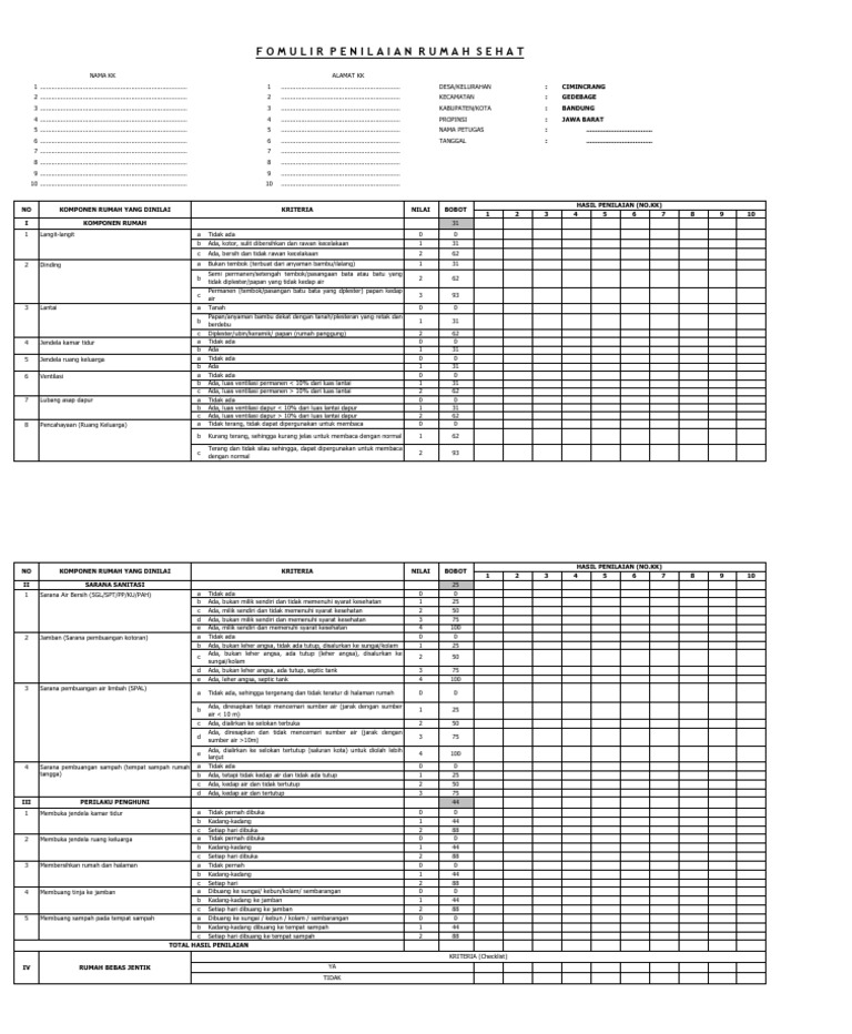 KL - Form IS Rumah Sehat | PDF