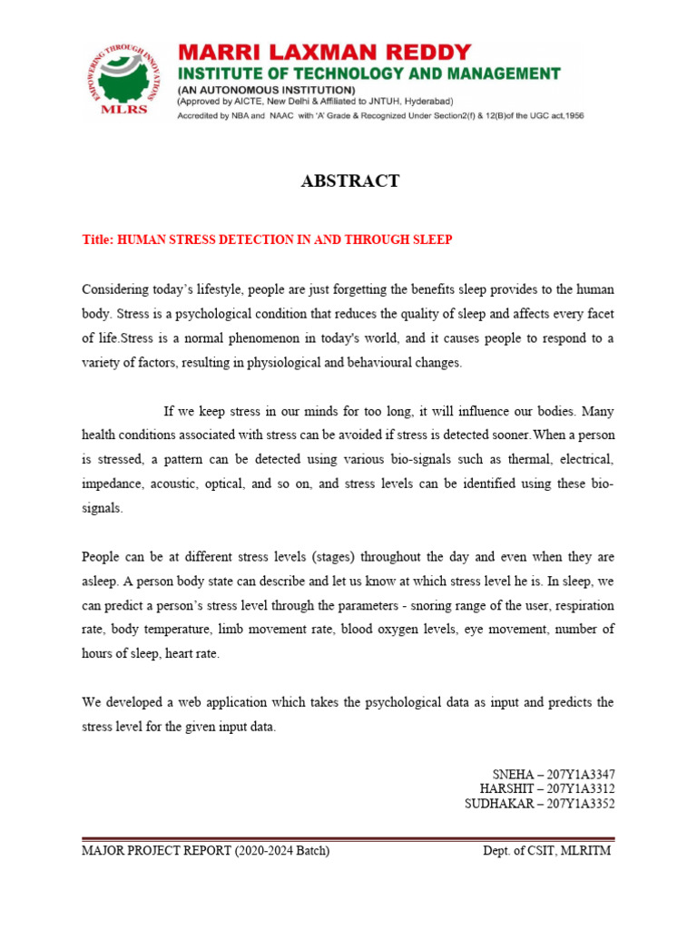 Abstract - Major Project | Download Free PDF | Sleep | Social Media