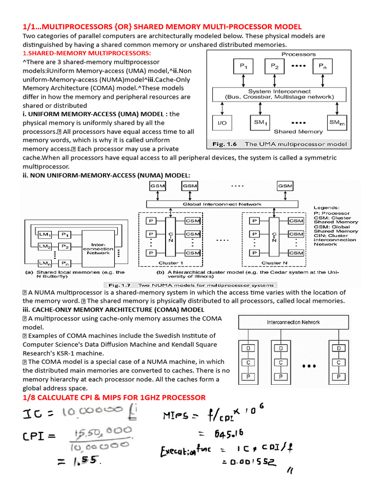 1/1 Multiprocessors (Or) Shared Memory Multi-Processor Model | PDF | Central Processing Unit ...