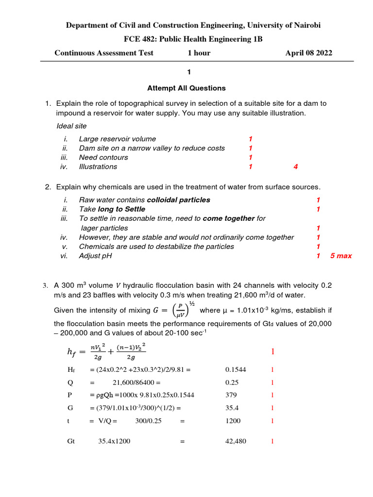 FCE 482 CAT 2022 Solutions | PDF | Environmental Engineering