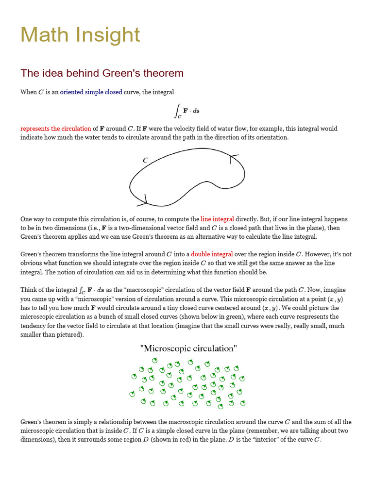 Understanding Green's Theorem Basics | PDF | Integral | Multivariable Calculus