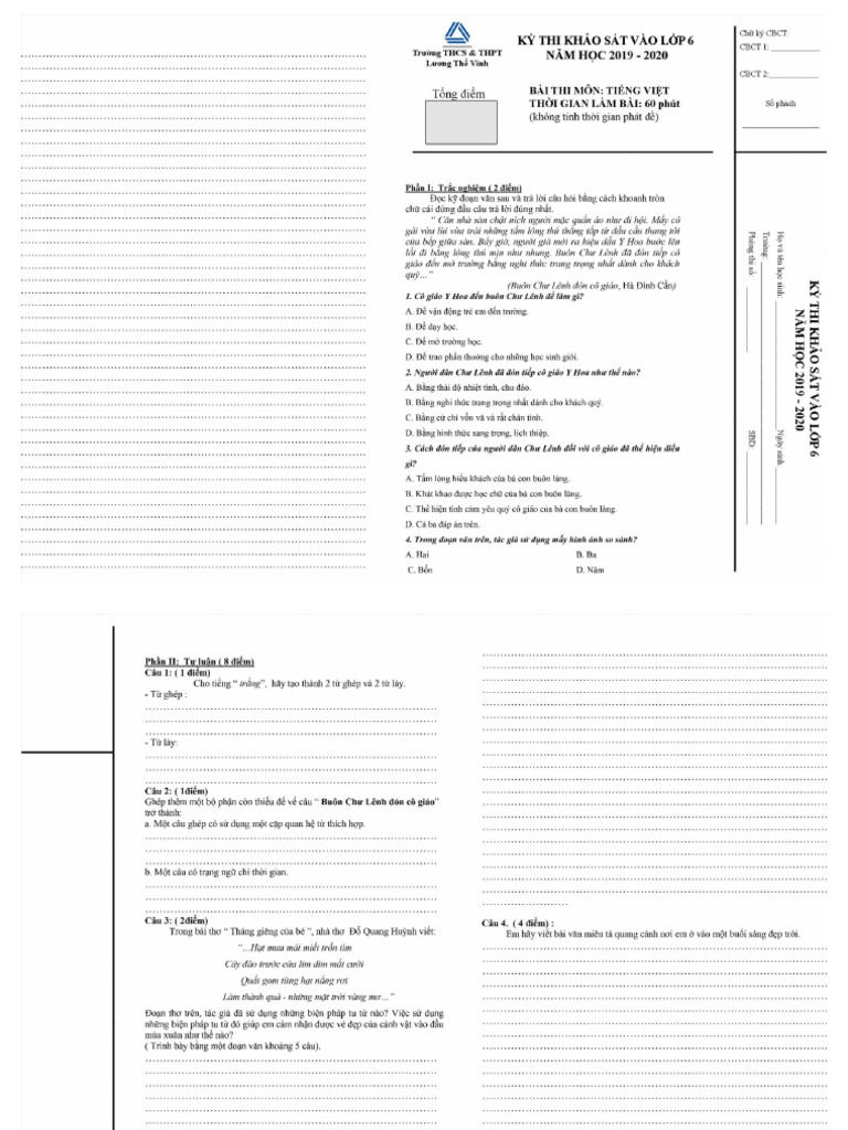 De Thi Vao 6 Truong Luong The Vinh Pdf
