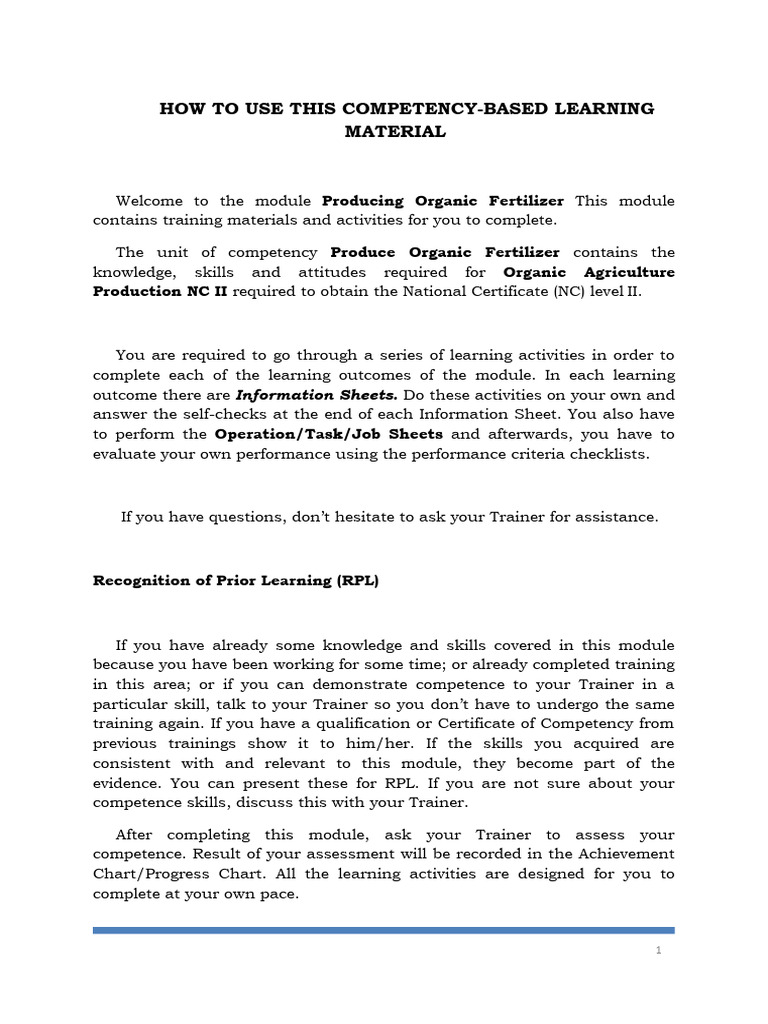 CBLM CORE 3 Produce Organic Fertilizer A | PDF | Compost | Horticulture