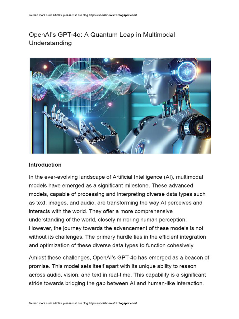 Openais Gpt 4o A Quantum Leap In Multimodal Understanding Pdf