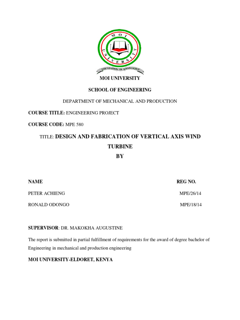 Design and Fabrication of Vertical Axis Wind Turbine Kevin Asaria | PDF ...