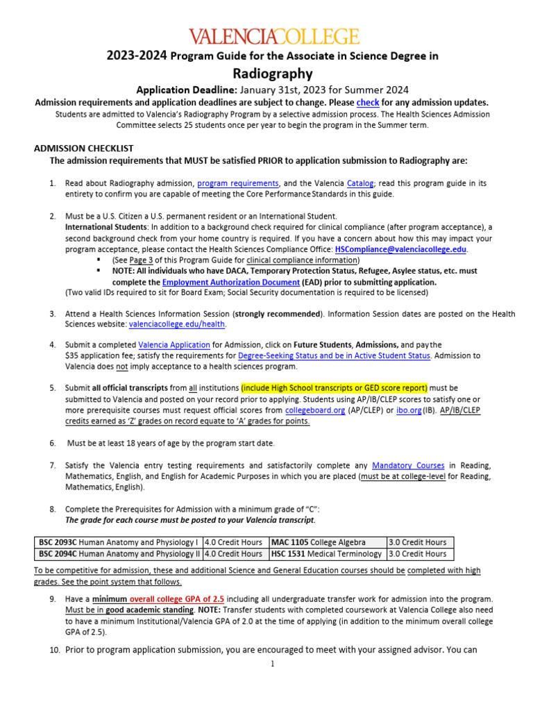 Program Guide As Radiography | PDF | University And College Admission ...