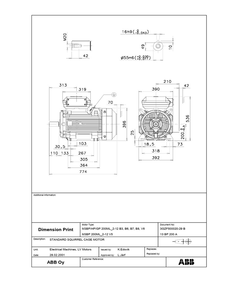 Standard Squirrel Cage Motor Specs | PDF