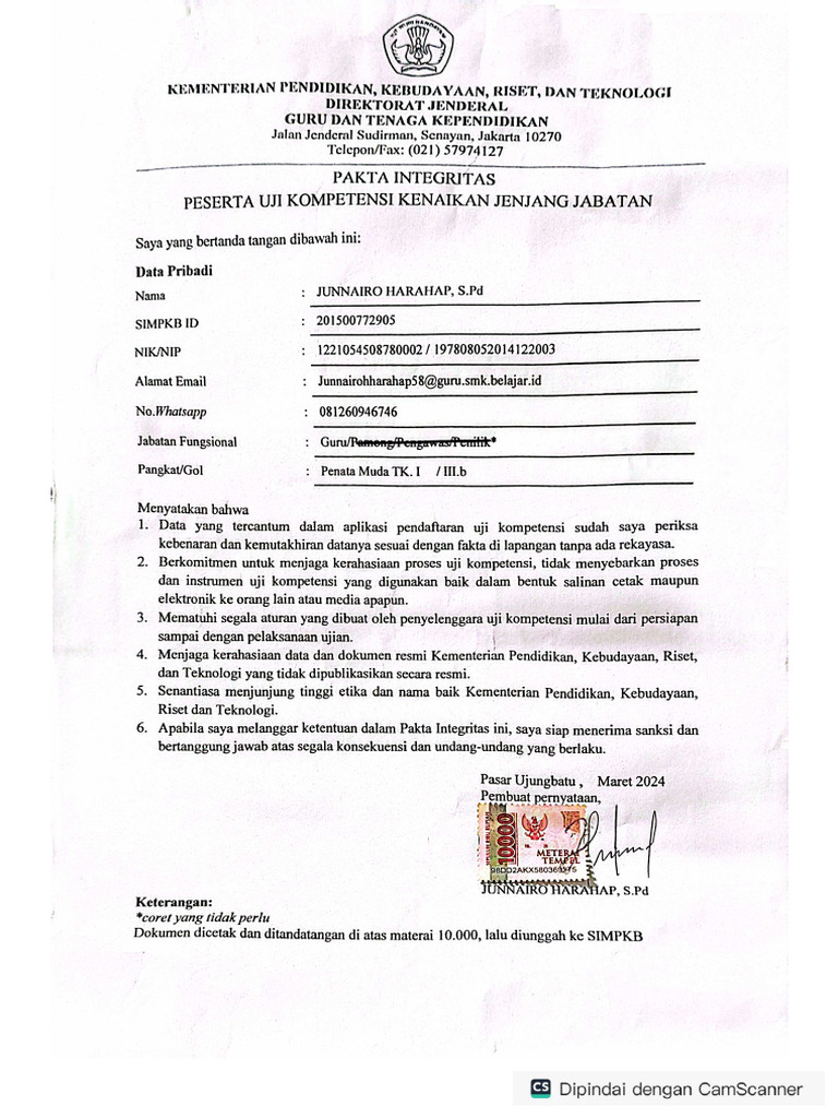 Pakta Integritas | PDF