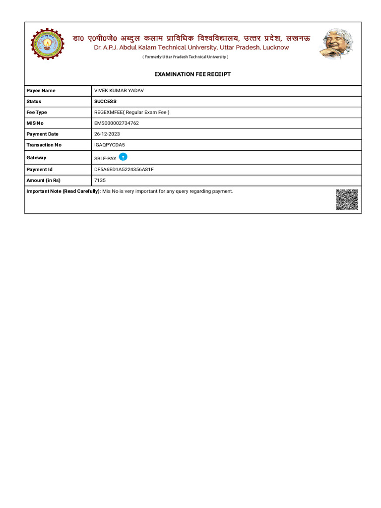 Vivek Payment Reciept | PDF