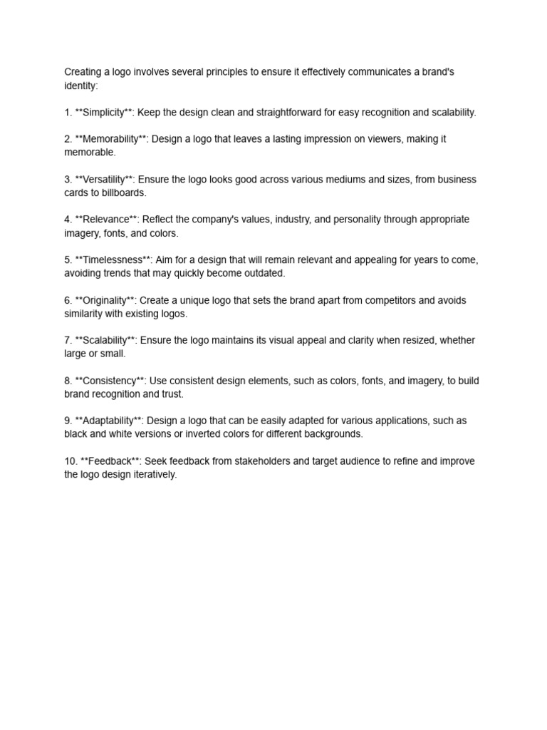 Creating A Logo Involves Several Principles To Ensure It Effectively