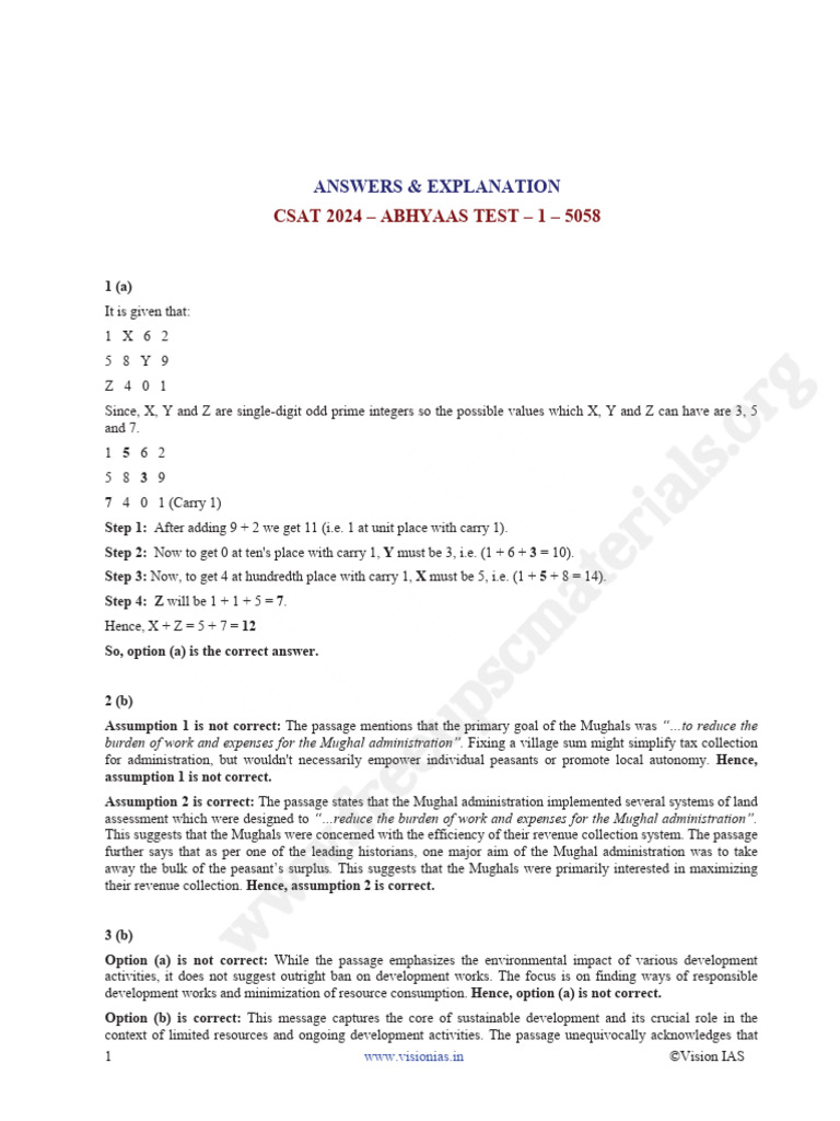 May 2nd Csat Key | PDF | Business | Computers