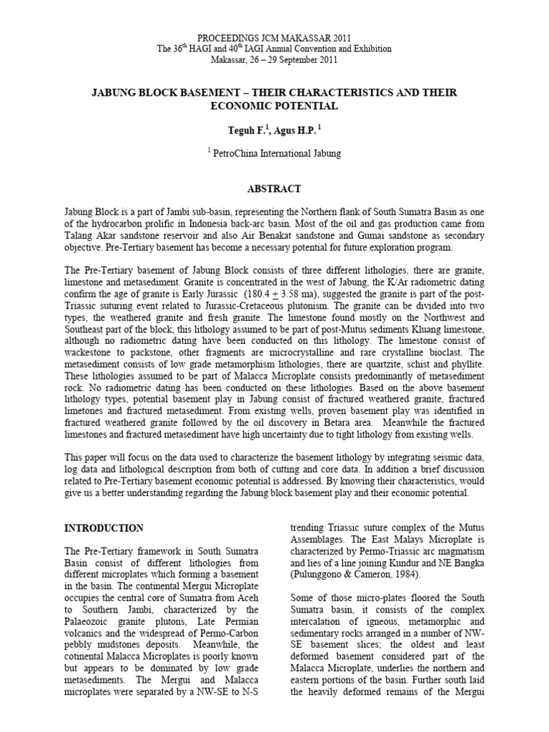 2011 IAGI Makassar Jabung-Block-Basement | PDF | Granite | Sedimentary Rock