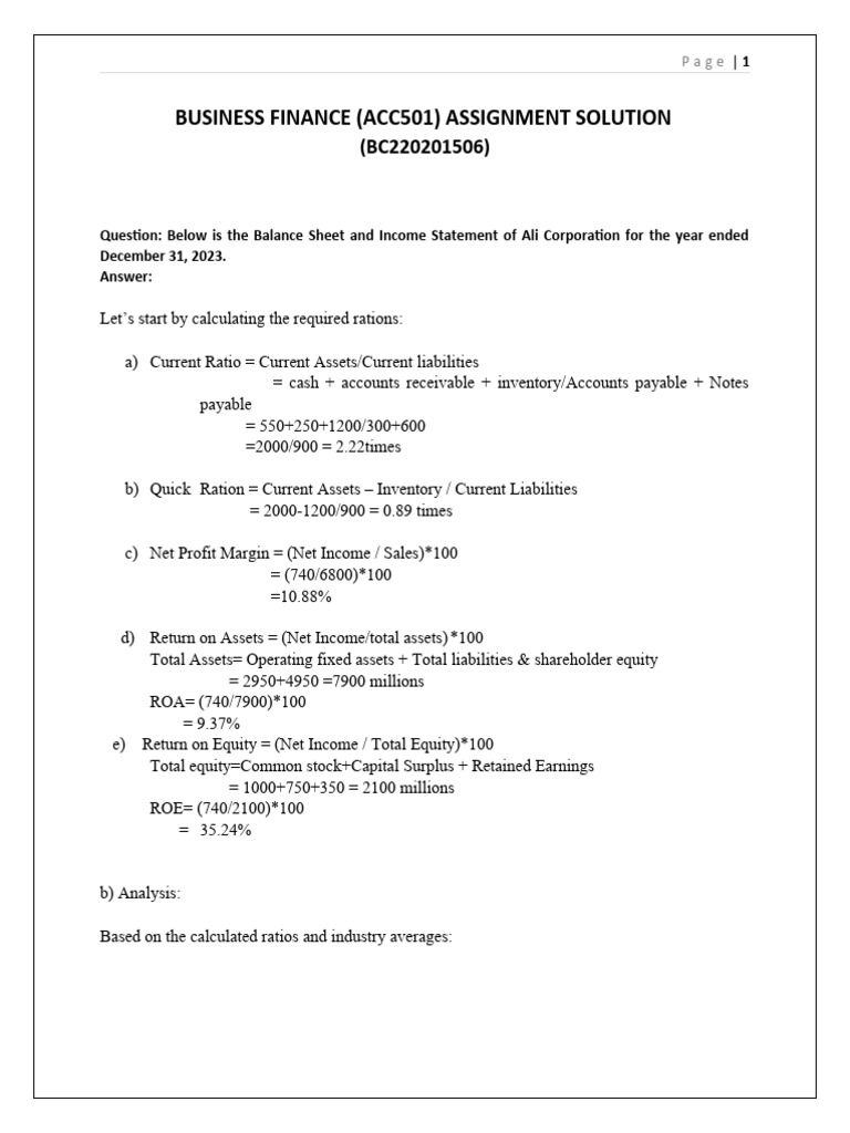 Acc501 Assignment solution | PDF | Equity (Finance) | Return On Equity Acc501 Assignment solution | PDF | Equity (Finance) | Return On Equity