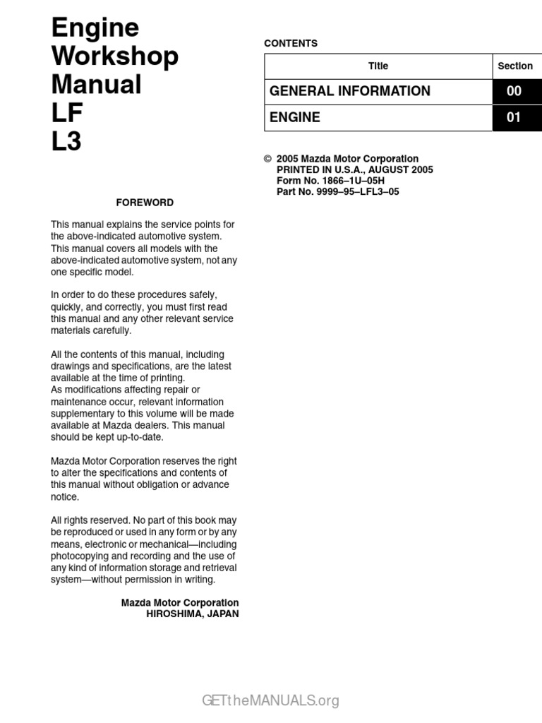 MAZDA 2,0 and 2,3 L3 LF Engines SM | PDF | Throttle | Engines