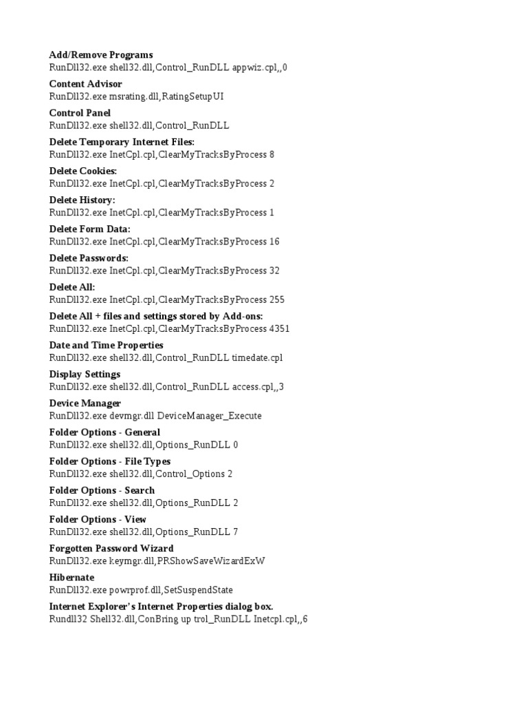 Windows RunDLL Command Guide | PDF | Operating System Technology ...