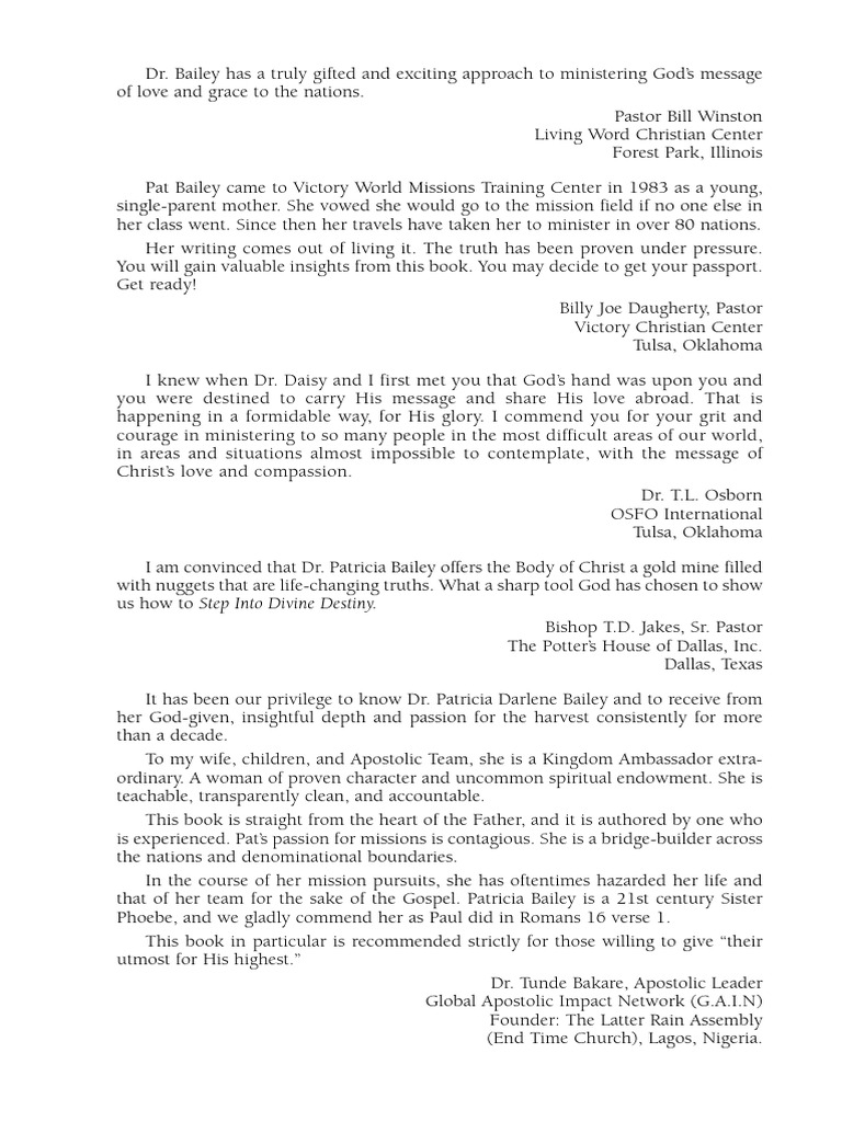 Step Into Divine Destiny | PDF | God