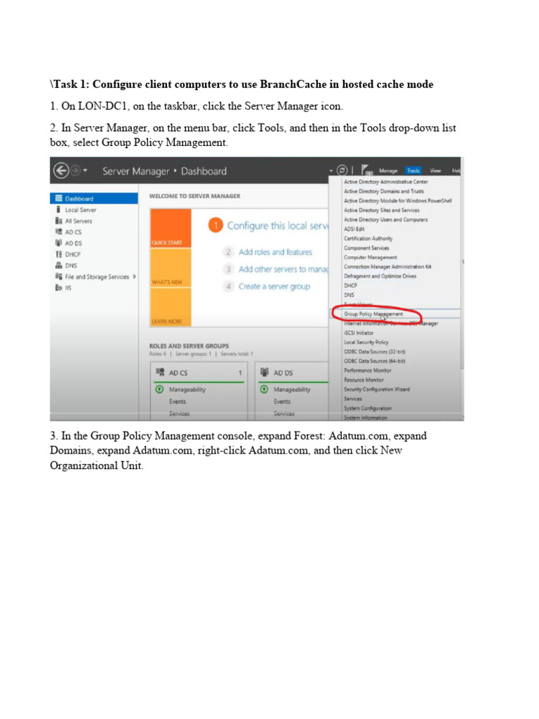 2001215591-BanhTienKyAnh-Lab02B-Ex03-Configuring Client Computers For BranchCache | PDF | Group ...