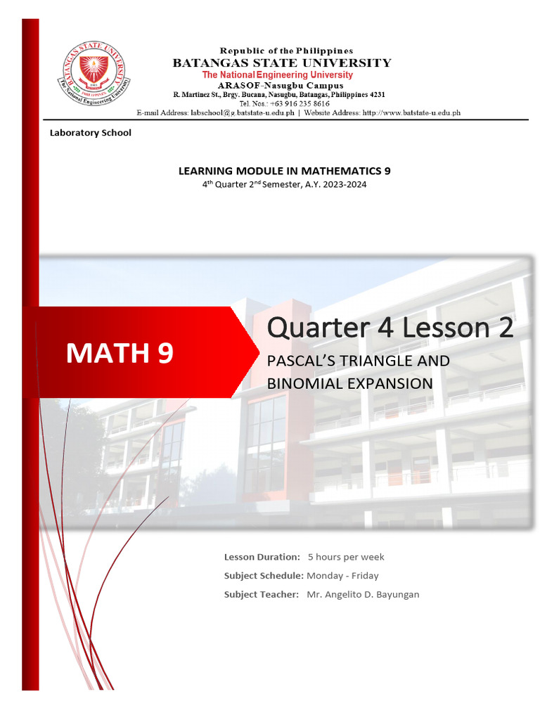 Pascal's Triangle and Binomial Expansion | PDF | Mathematics | Number Theory