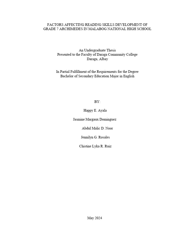 Thesis 4 2 | PDF | Reading Comprehension | Fluency