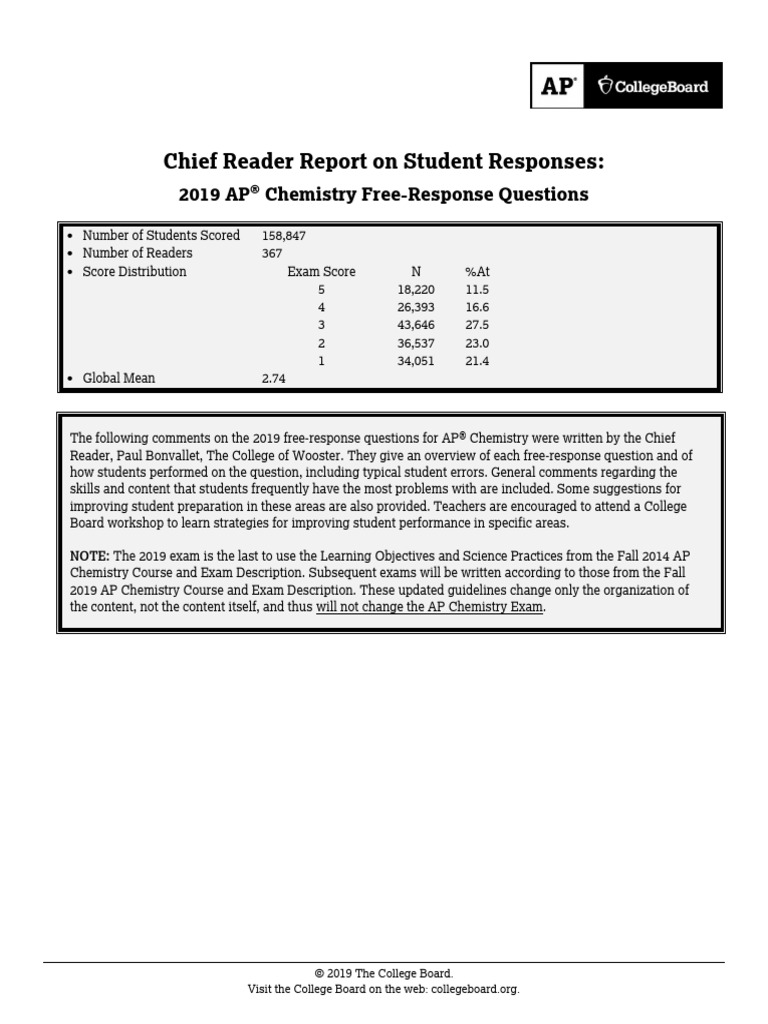 Ap19 Chief Reader Report Chemistry | PDF | Gases | Ph