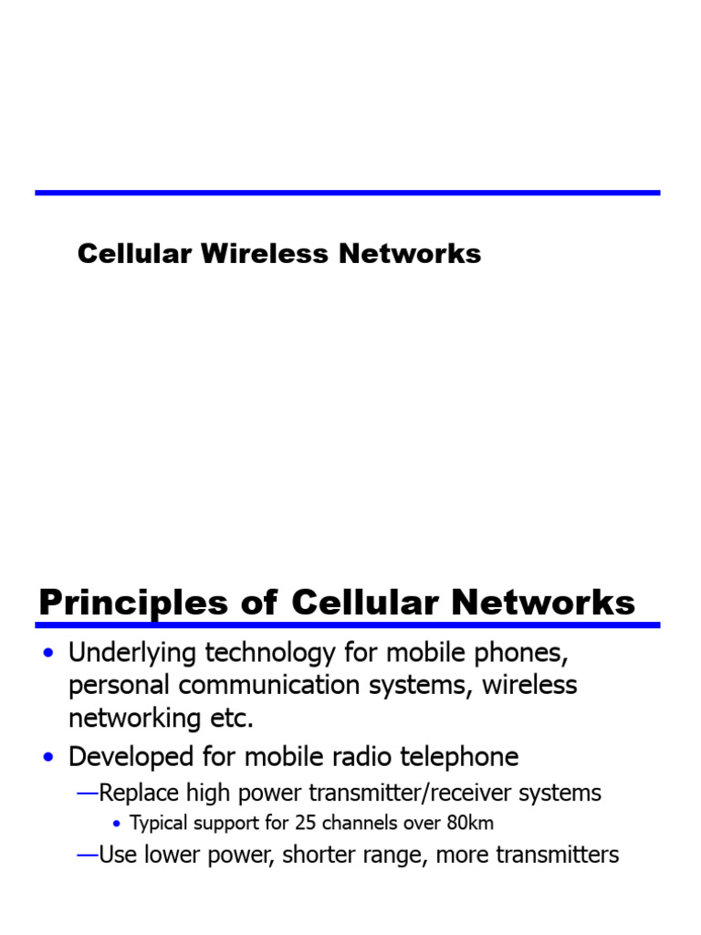 Principles of Cellular Wireless Networks | PDF | Cellular Network ...