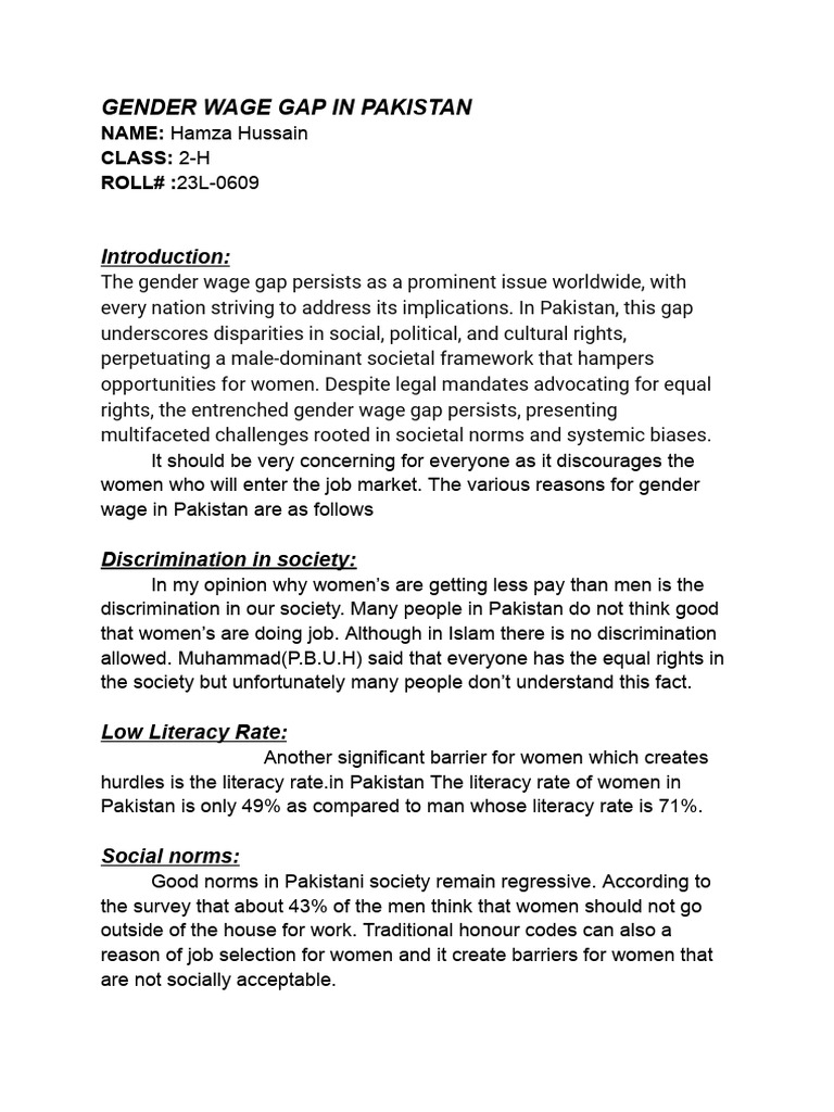 PK Studies Assignment | PDF | Gender Pay Gap | Equality Rights