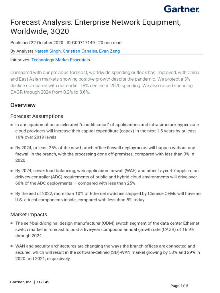 2020 Enterprise Network Equipment Forecast | PDF | Cloud Computing ...