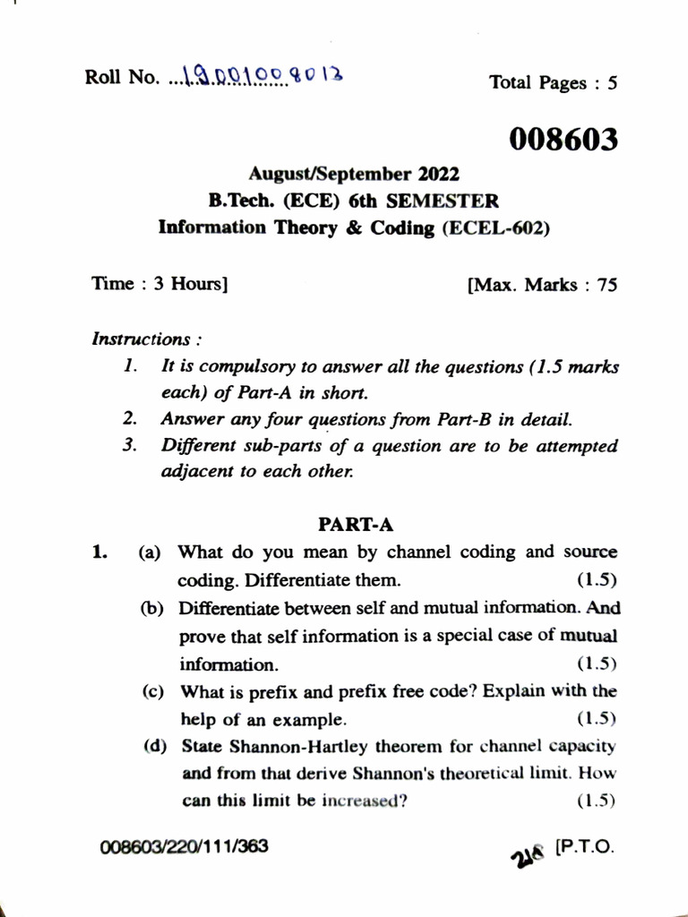 ITC Paper2 | PDF | Information And Communications Technology | Data Transmission