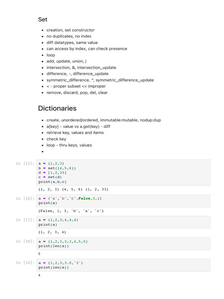 Sets&Dict Class Code | PDF | Object Oriented Programming | Computer ... Sets&Dict Class Code | PDF | Object Oriented Programming | Computer ...