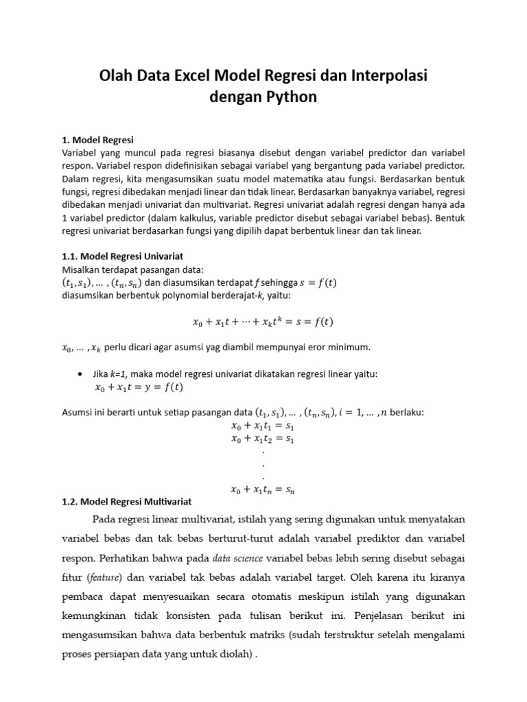 Olah Data Excel Model Regresi Dan Interpolasi - 25 Maret 2024 | PDF