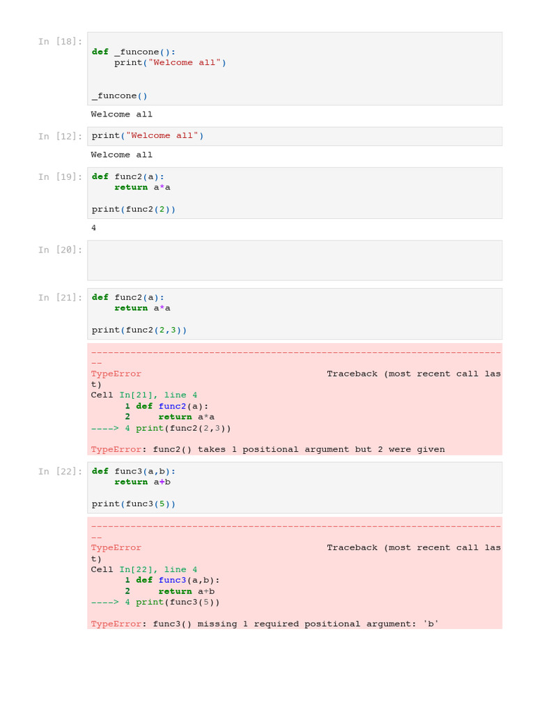 Python Function Errors and Examples | PDF | Parameter (Computer Programming) | Computer Programming