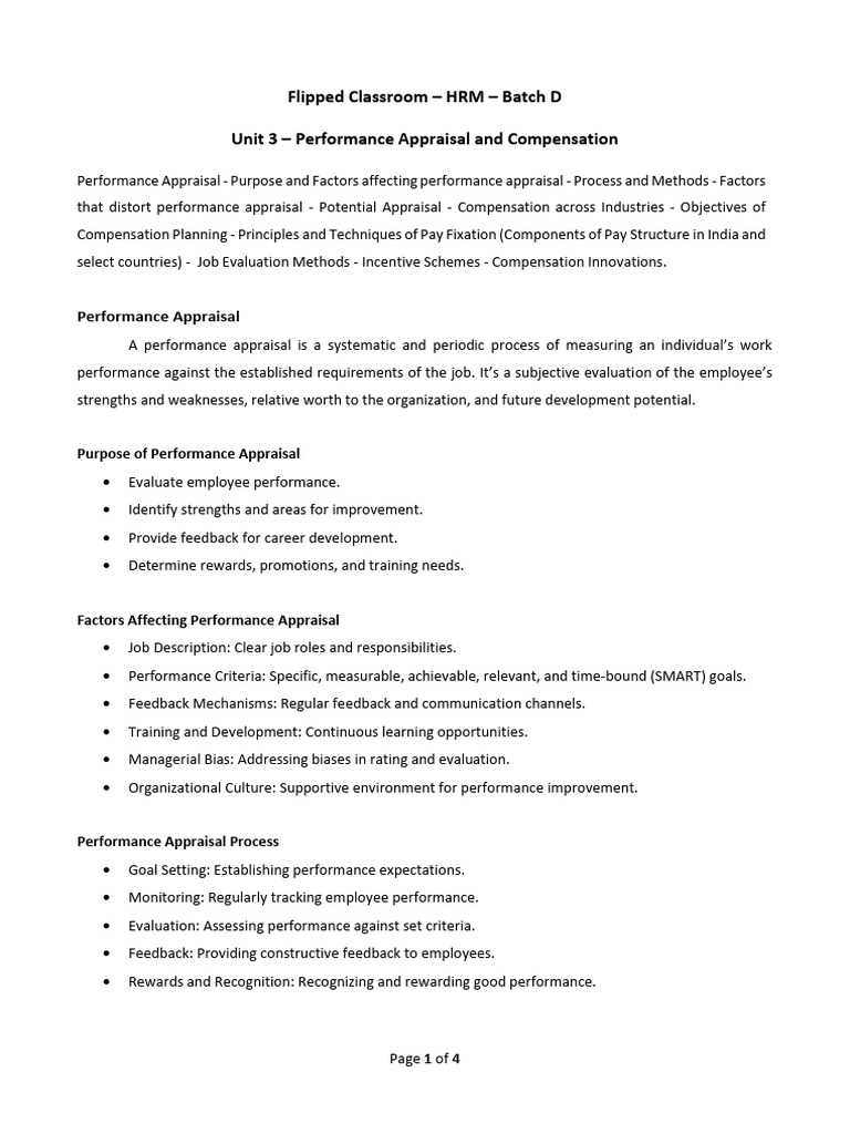 Unit 3 Flipped Classroom | PDF | Performance Appraisal | Incentive