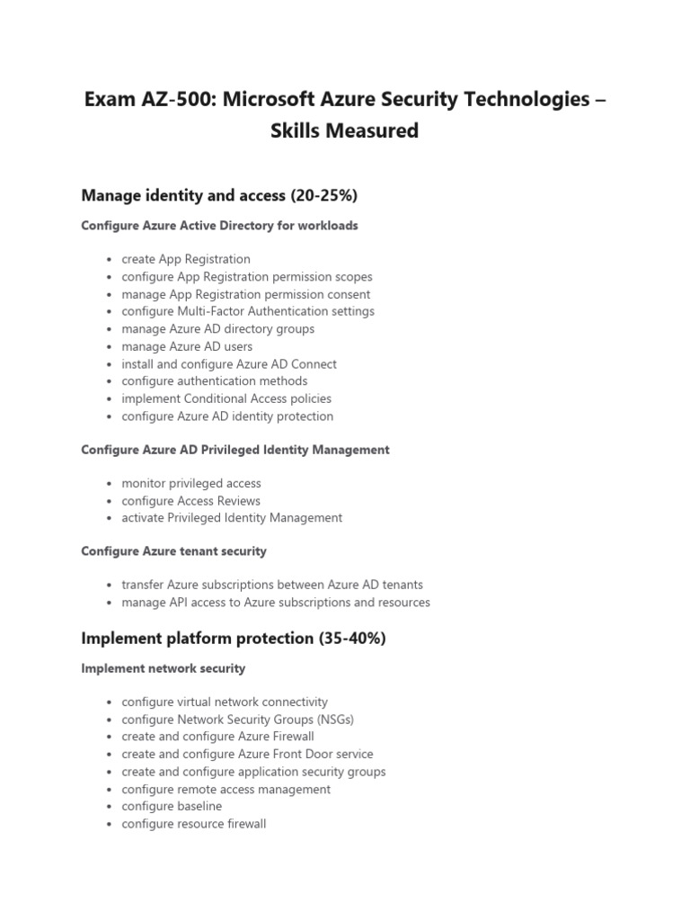 AZ-500 Exam: Azure Security Skills Guide | PDF | Microsoft Azure | Computer Security
