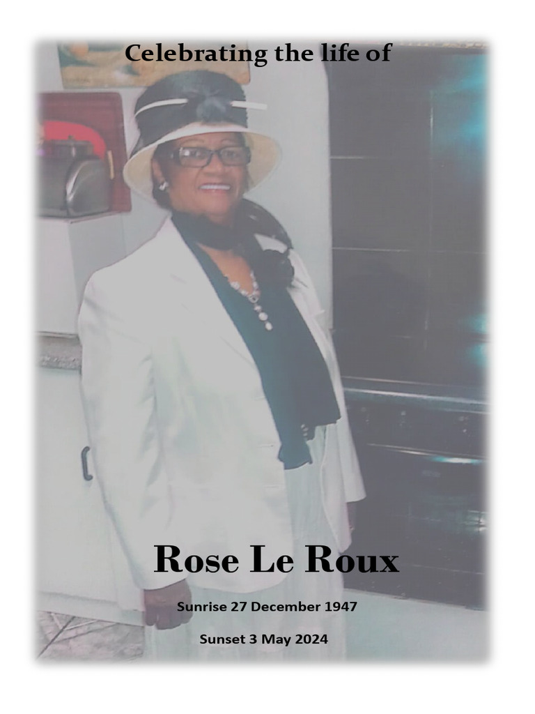 Rose Le Roux Word Funeral Pamphlet | PDF | Assurance (Theology) | Jesus