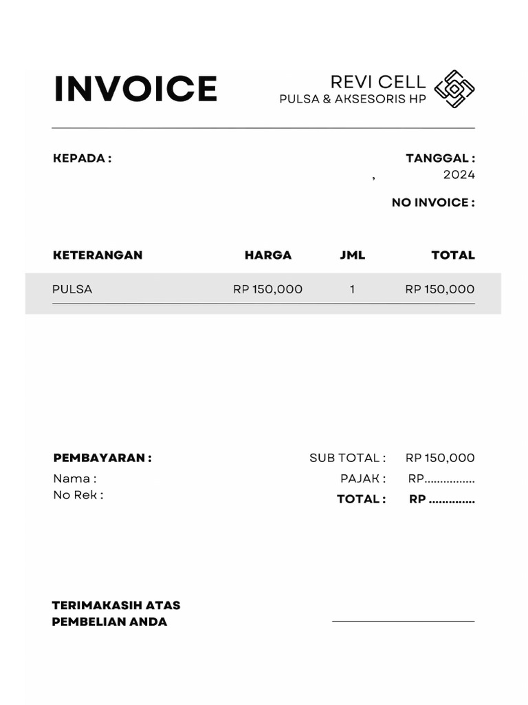 Hitam Putih Minimalist Profesional Bisnis Faktur Invoice | PDF