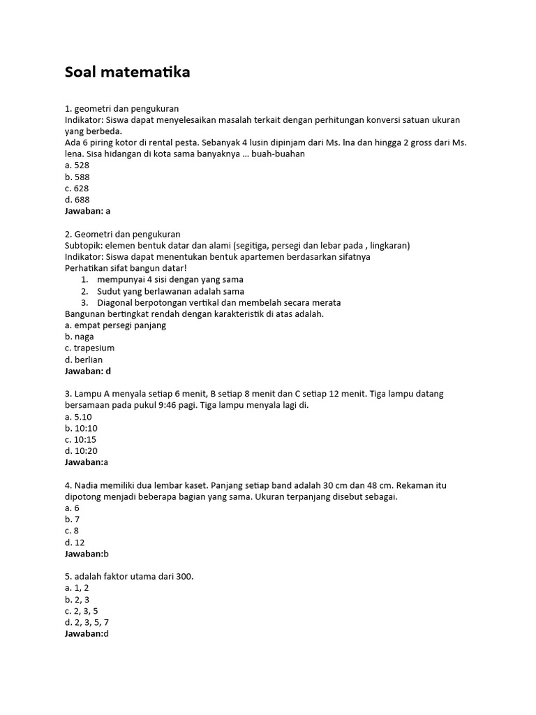 Soal Matematika | PDF | Griya & Taman | Seni