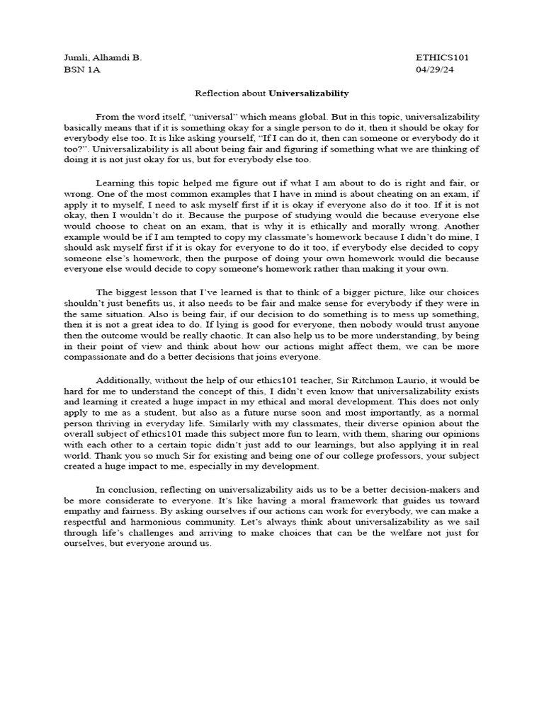 Ethics Reflection | Download Free PDF | Social Psychology ...