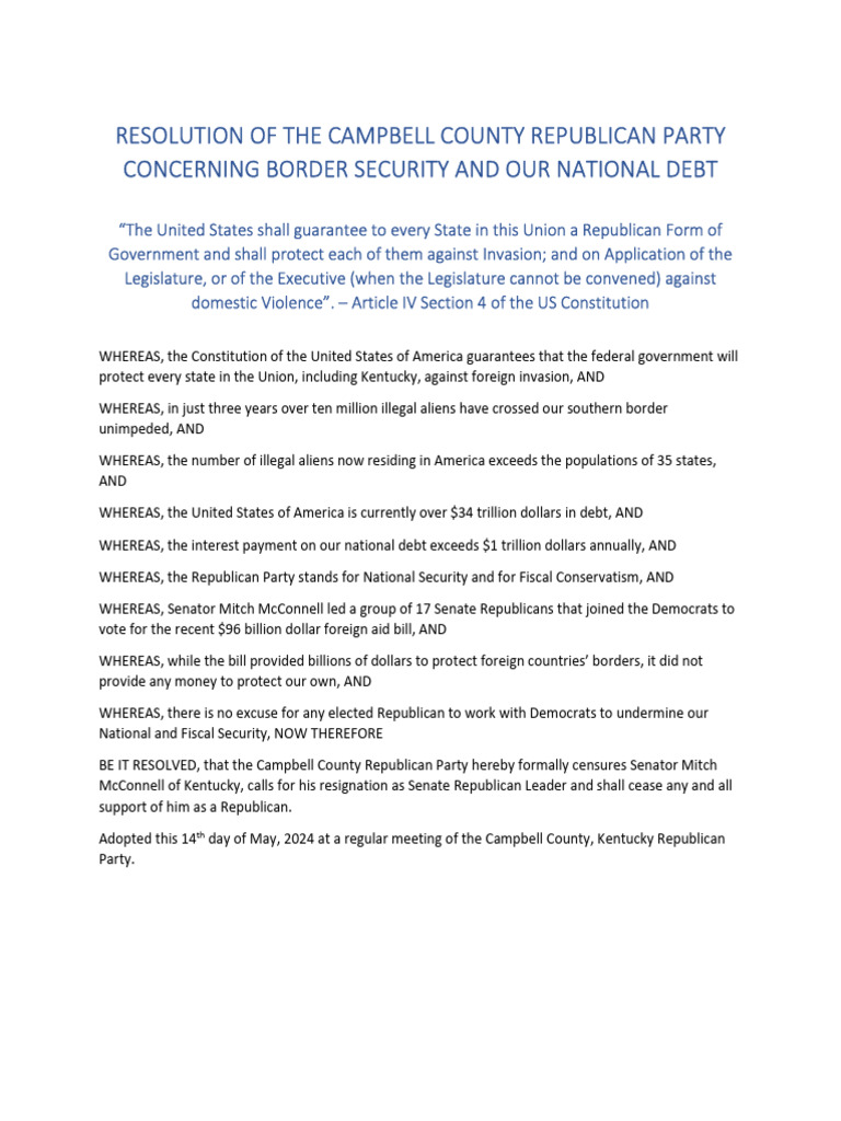 CCRP Censure Mitch McConnell 051424 | PDF