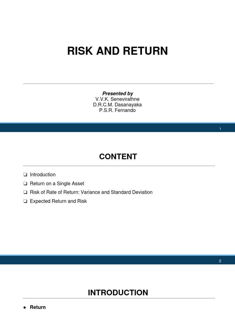 Presentation 05 - Risk and Return | PDF | Investing | Standard Deviation