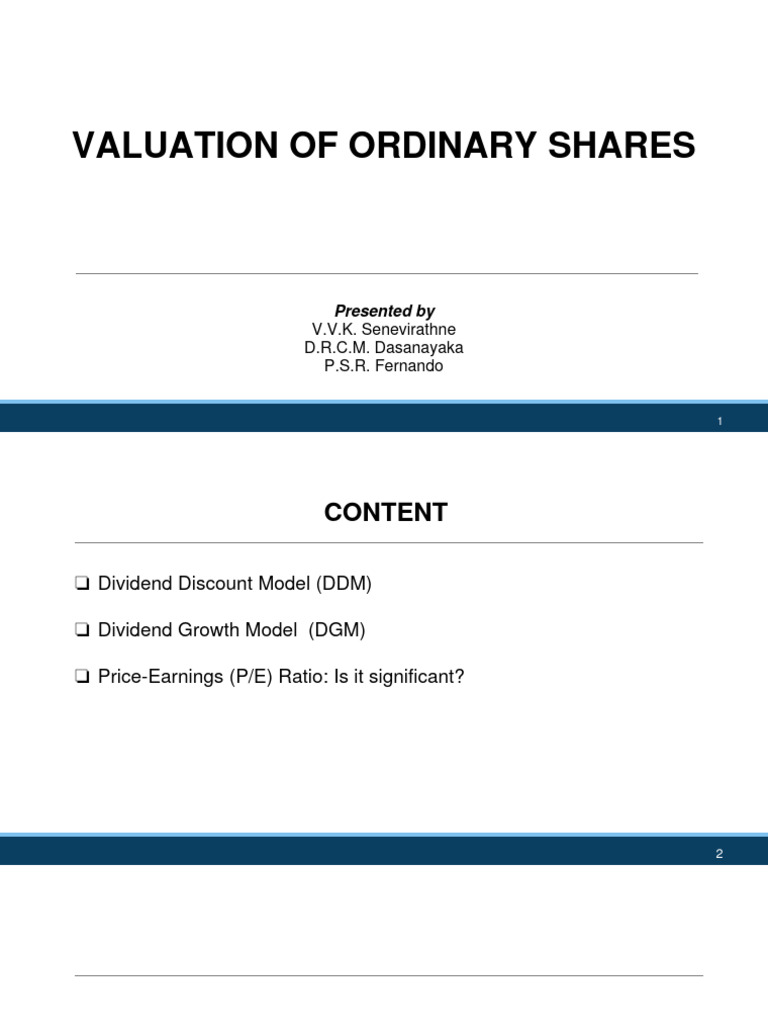 Ordinary Share Valuation Techniques | PDF | Present Value | Dividend