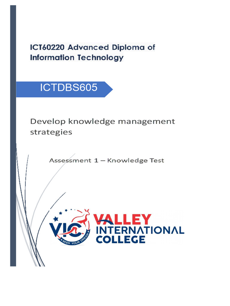 ICTDBS605 Assessment 1 - Knowledge Test | PDF | Knowledge Management ...