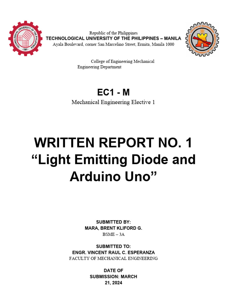 Mara - Brent Kliford - WR1 - EC1 | PDF | Light Emitting Diode | Arduino